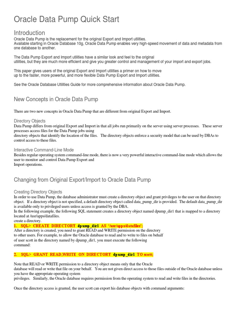Data Pump PDF | PDF | Oracle Database | Databases