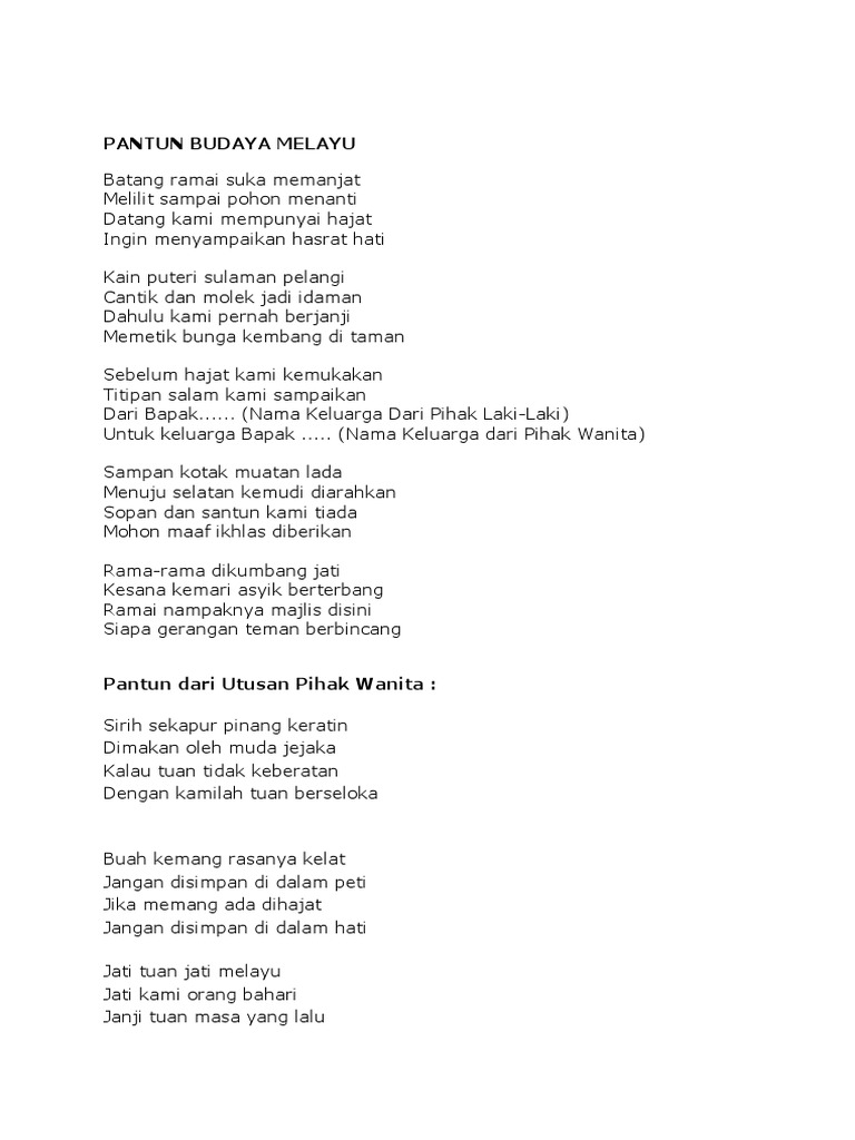 Pantun Budaya Melayu | PDF | Memasak, Makanan, & Anggur | Puisi