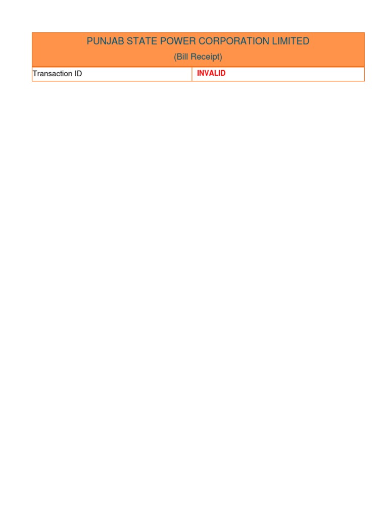 Punjab State Power Corporation Limited: (Bill Receipt) | PDF
