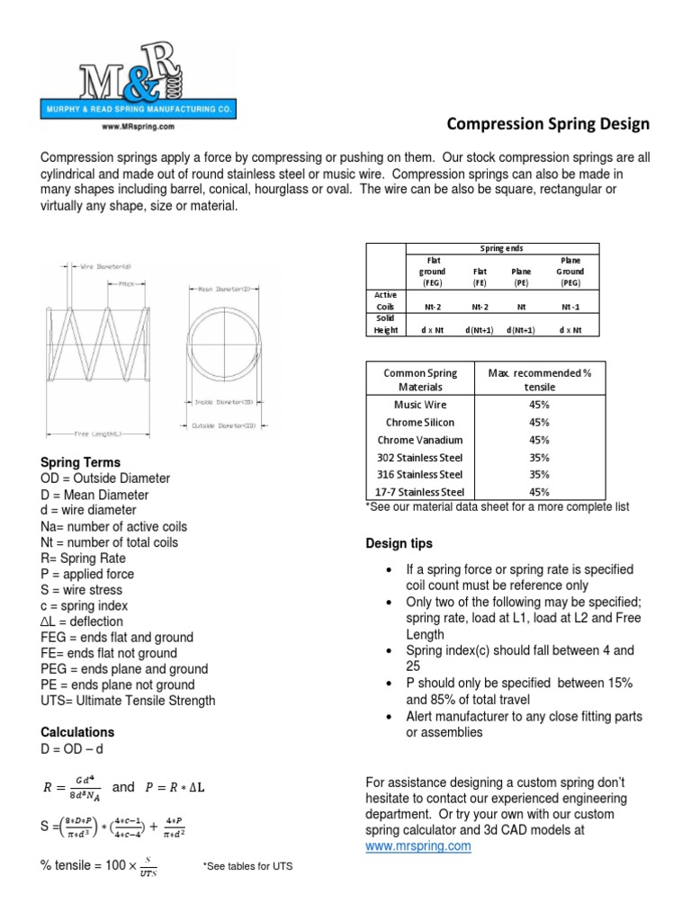 Compression Spring Design Info | PDF | Wire | Engineering Tolerance