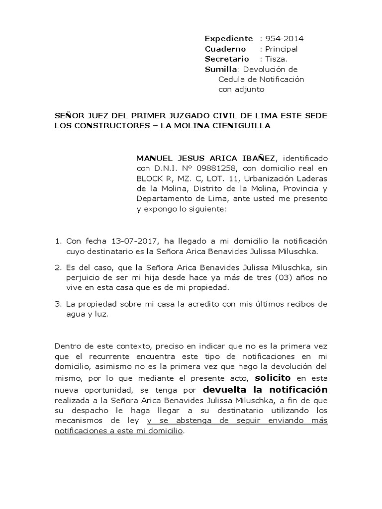 Devolucion de Cedula | PDF