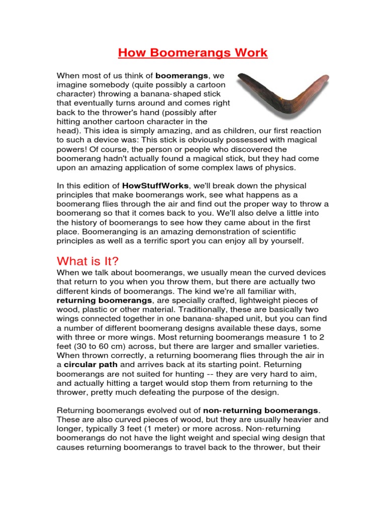 How Boomerangs Work | Rotation | Lift (Force)