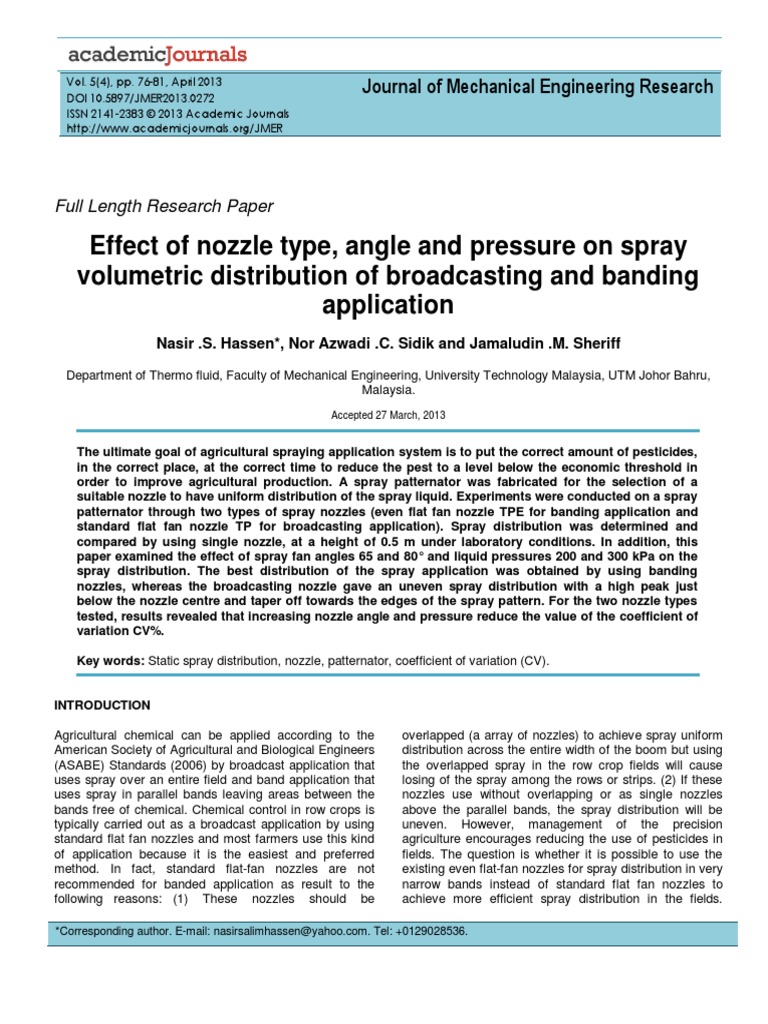 Spray Patternator | PDF | Coefficient Of Variation | Pressure