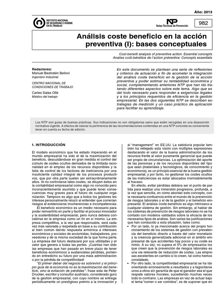 Análisis de la integración del análisis coste-beneficio en la gestión ...
