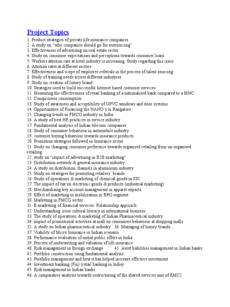 Project Topics Mba | PDF | Retail | Banks