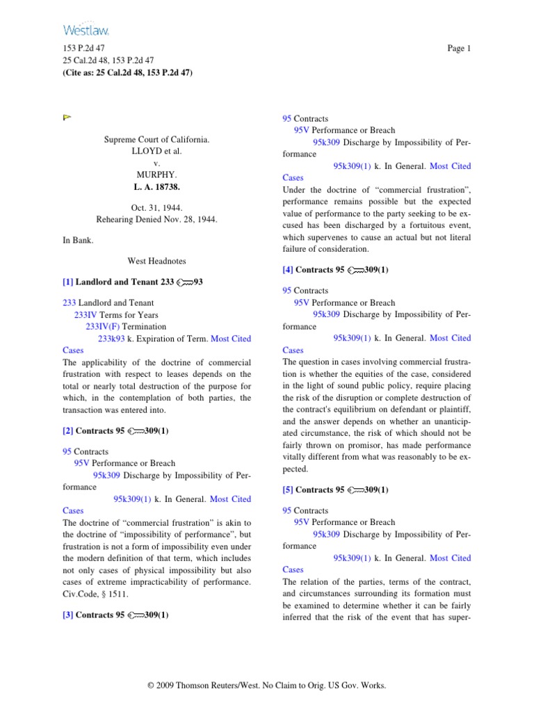 Contracts Supreme Court Case - Lloyd V Murphy | PDF | Lease | Leasehold ...