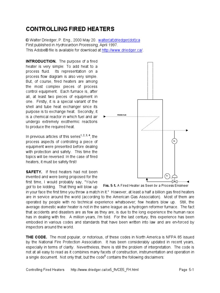 Fired Heater Control and Safety Standards | PDF