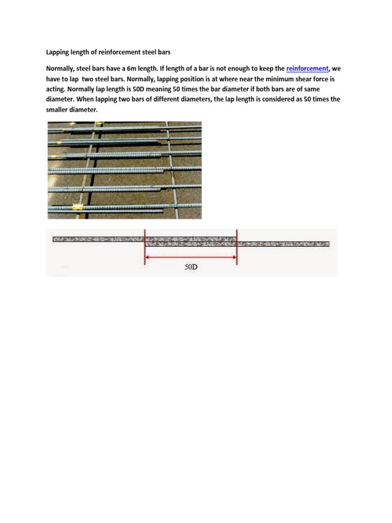 Lapping Length of Reinforcement Steel Bars | PDF | Civil Engineering ...