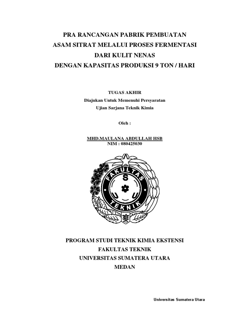 123dok Pra Rancangan Pabrik Pembuatan Asam Sitrat Melalui Proses ...