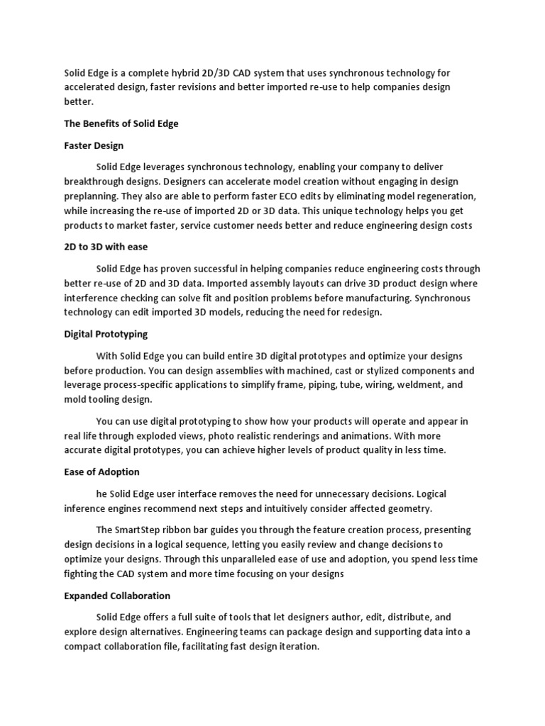 Solid Edge Basics Pdf Prototype 3 D Computer Graphics