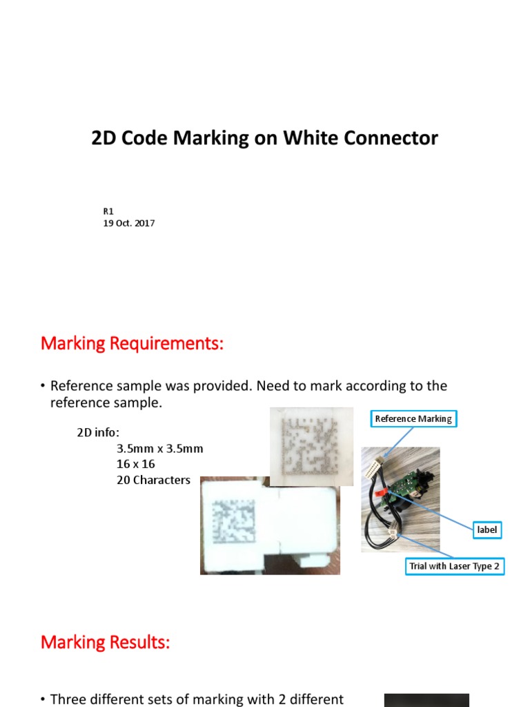 2D Code Marking On White Connector R1 | PDF