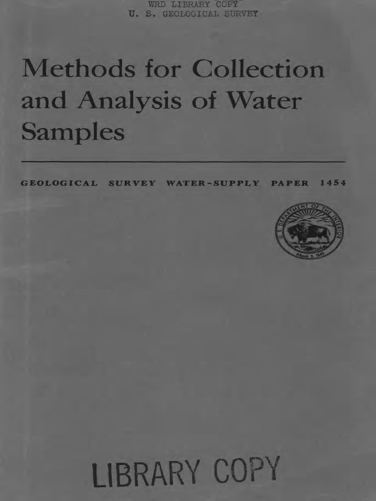 Water Sample Collection and Analysis Methods | PDF | Groundwater | Water
