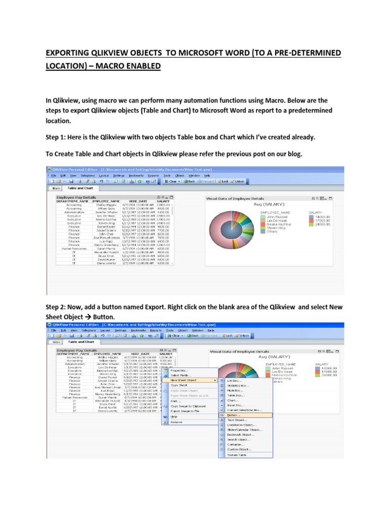 Export QlikView to Word Guide | PDF | Macro (Computer Science) | Microsoft Word
