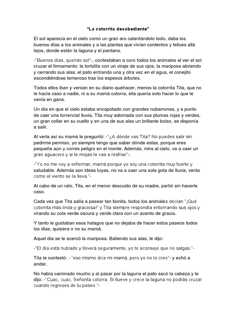 La cotorrita que no pidió permiso | PDF | Jonás | Ocio