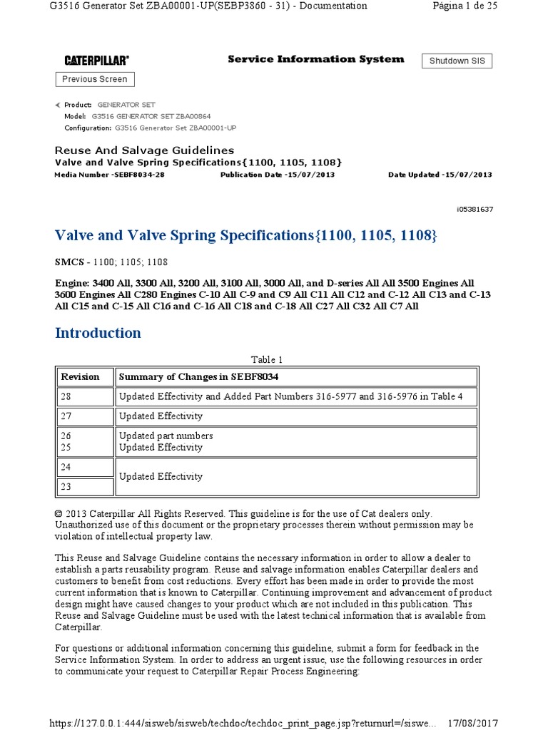 Reuse & Salvage Guidelines (Valve & Valve Spring Spec) | PDF | Hazards ...