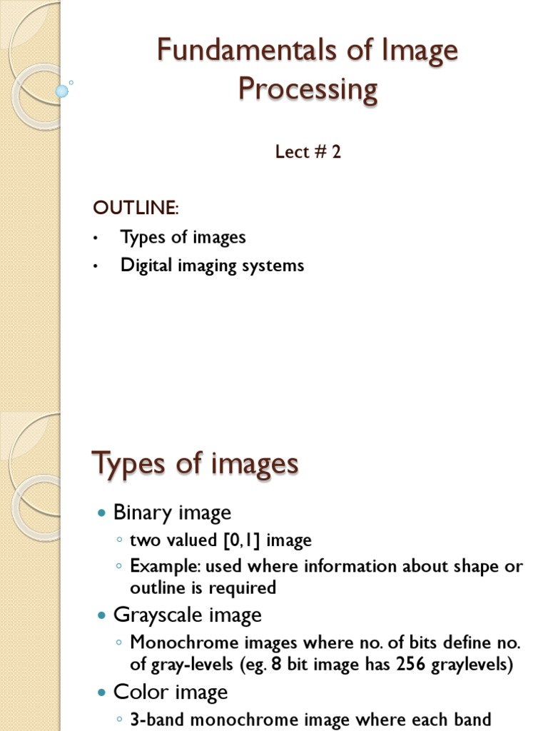Fundamentals of Image Processing: Lect # 2 Outline | PDF ...