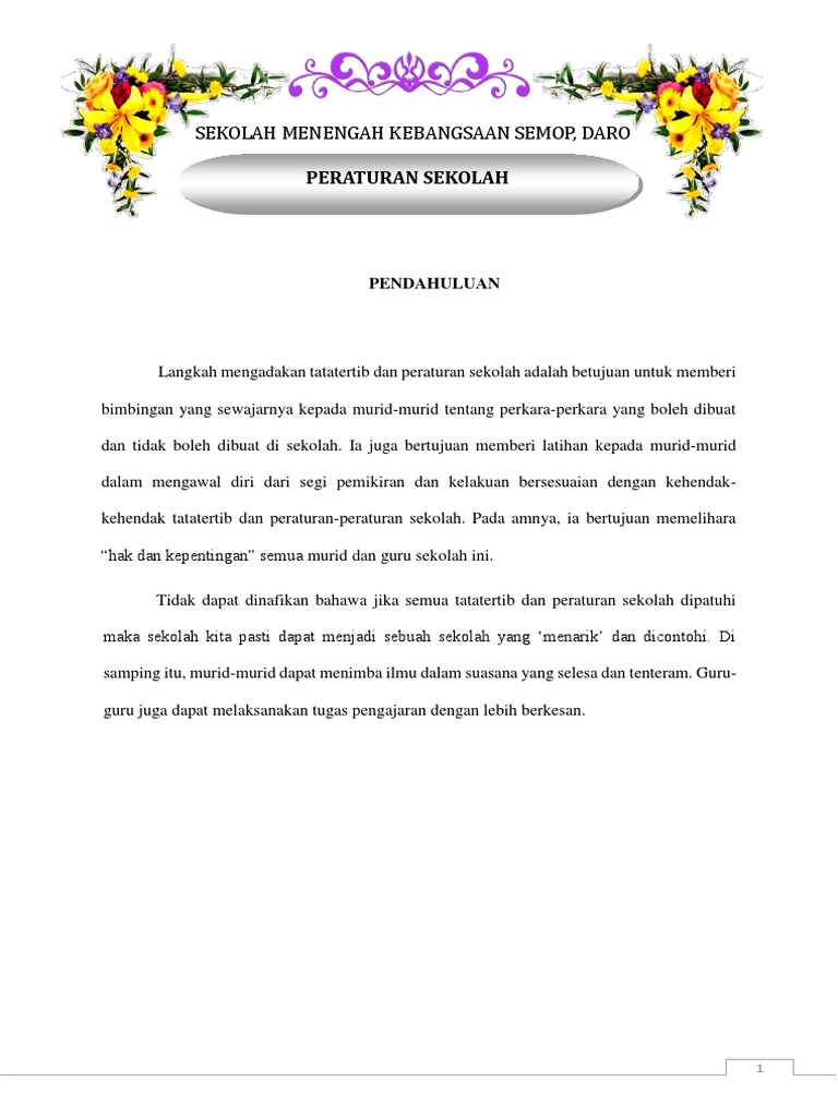Peraturan Sekolah SMK Semop Daro | PDF