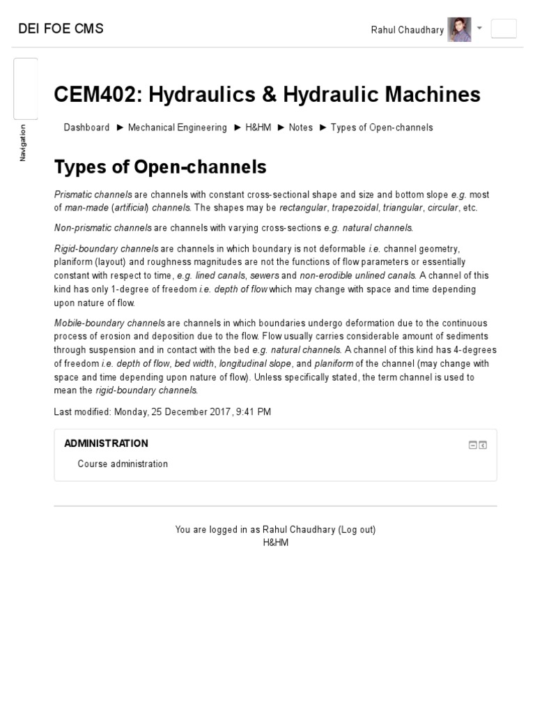 Types of Open Channels | PDF | Applied And Interdisciplinary Physics ...