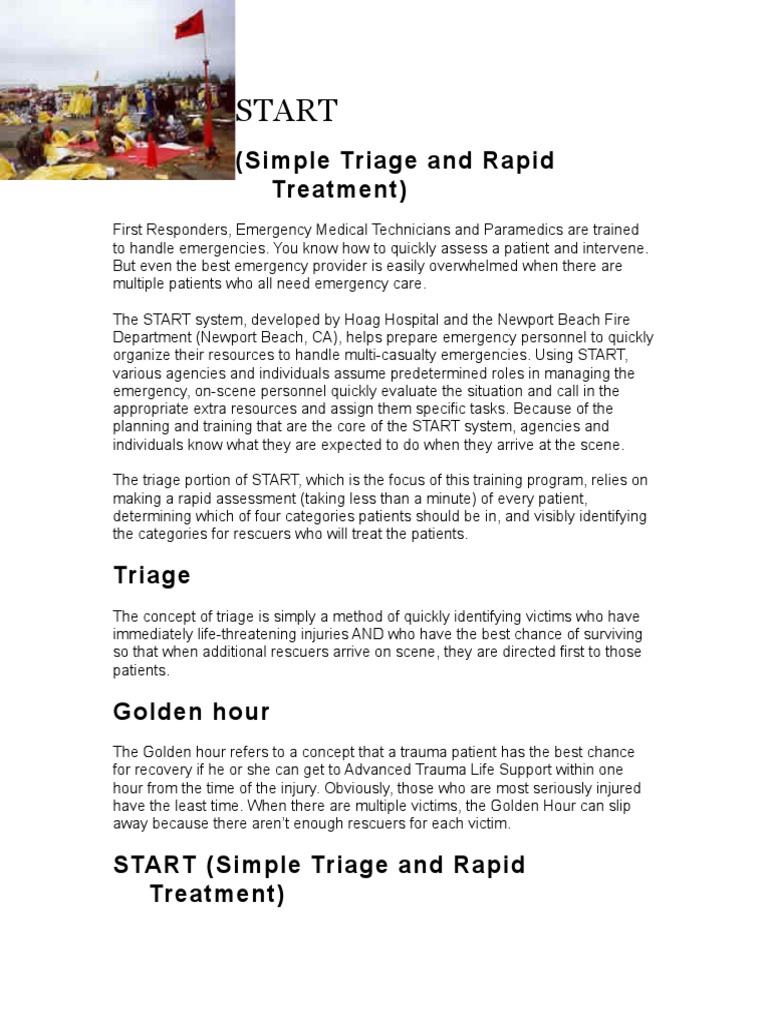 Start: (Simple Triage and Rapid Treatment) | PDF | Emergency | Incident ...
