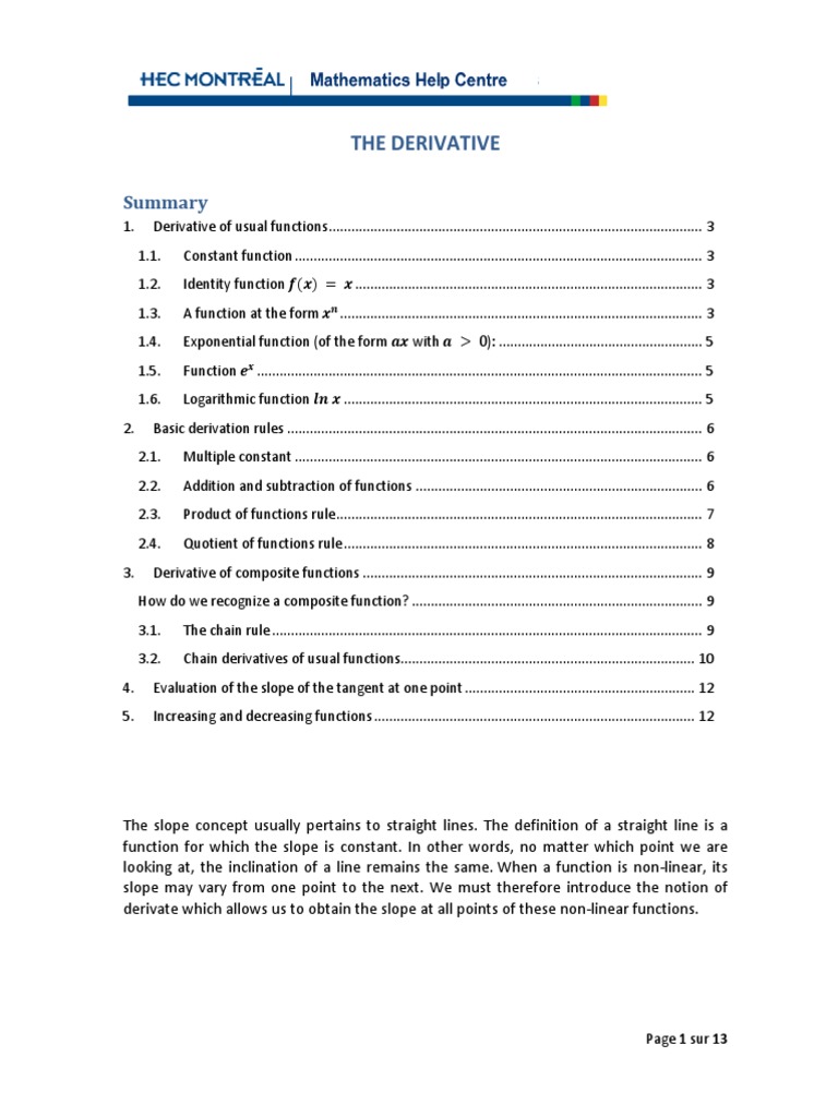 Derivatives | PDF | Derivative | Exponentiation