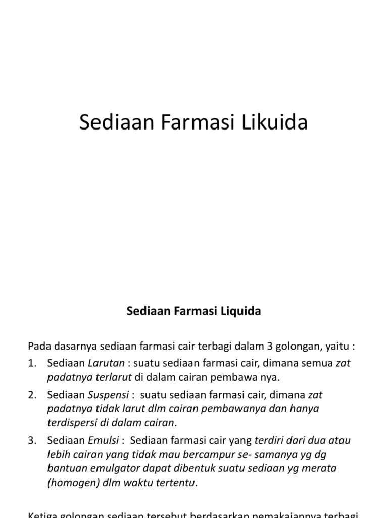 Sediaan Farmasi Likuida | PDF