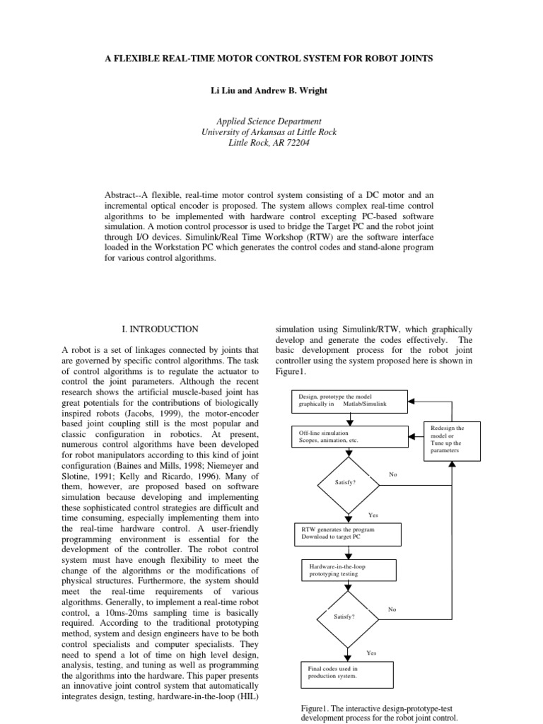 A Flexible Real-Time Motor Control System For Robot Joints | PDF ...