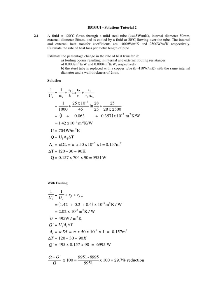 Solutions Tut 2 | PDF | Heat Transfer | Heat