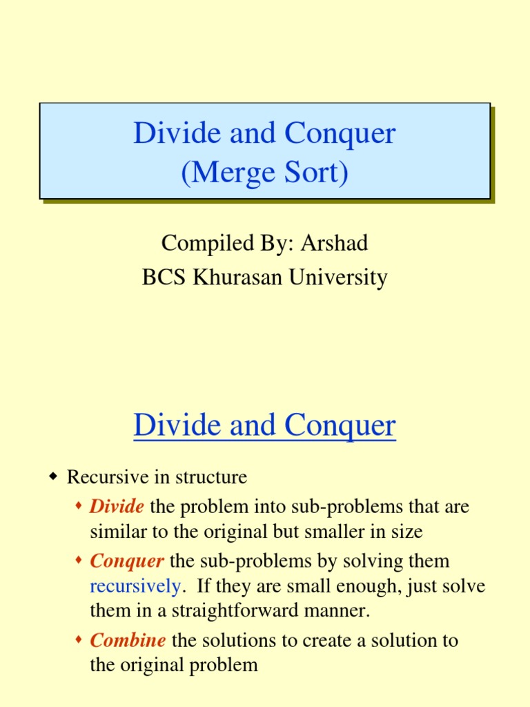 Divide And Conquer Merge Sort Pdf Algorithms And Data Structures Computer Science