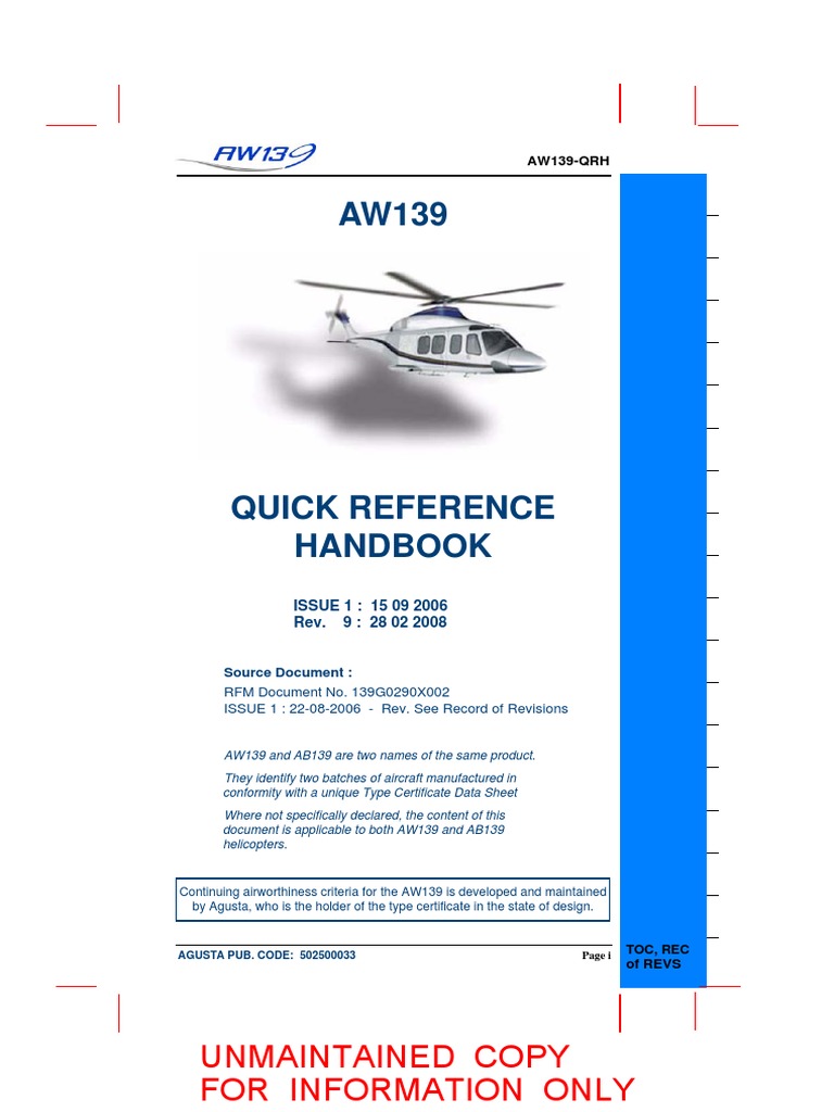 Aw139 QRH | PDF | Takeoff | Aviation