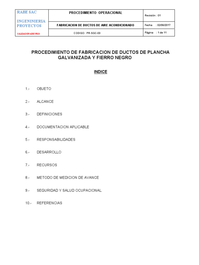 Procedimiento de Instalacion Ductos PDF | PDF | Aire acondicionado ... Procedimiento de Instalacion Ductos PDF | PDF | Aire acondicionado ...