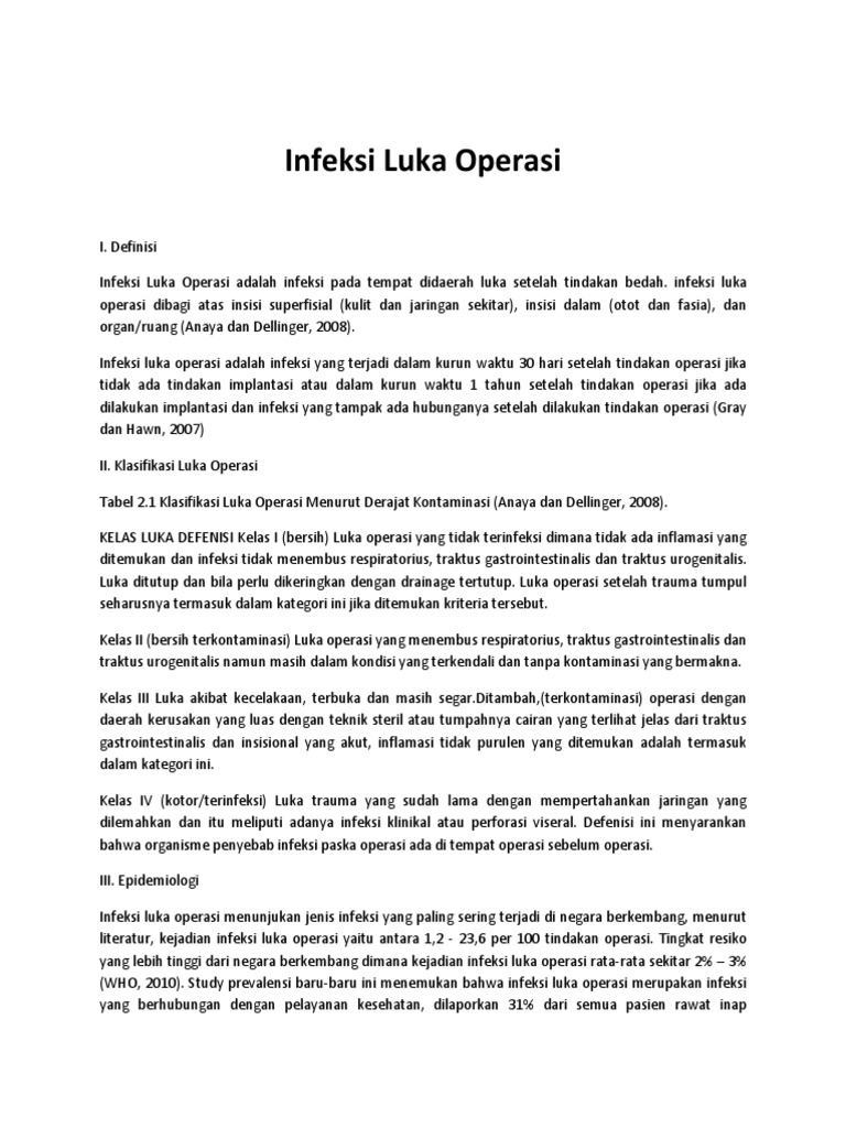 Surgical Site Infection Infeksi Luka Operasi | PDF