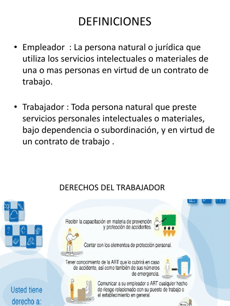 DEFINICIONES de Empleador y Trabajador