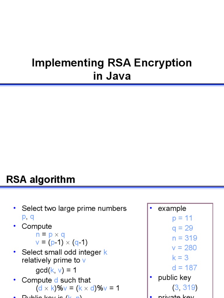 Implementation RSA Java | Download Free PDF | Public Key Cryptography | Encryption