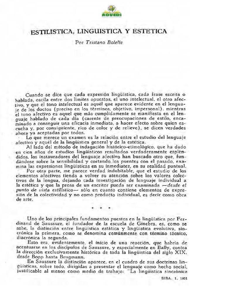 Estilistica, Linguistica y Estetica | PDF | Lingüística | Autor