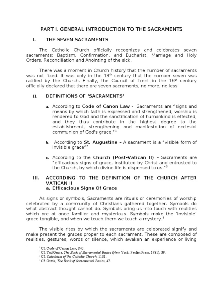 The Seven (7) Sacraments PART I. Introduction | PDF | Sacraments ...