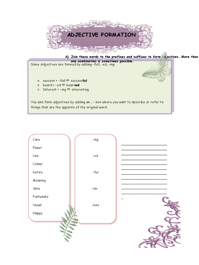 Adjective Formation | PDF | Adjective | Philology