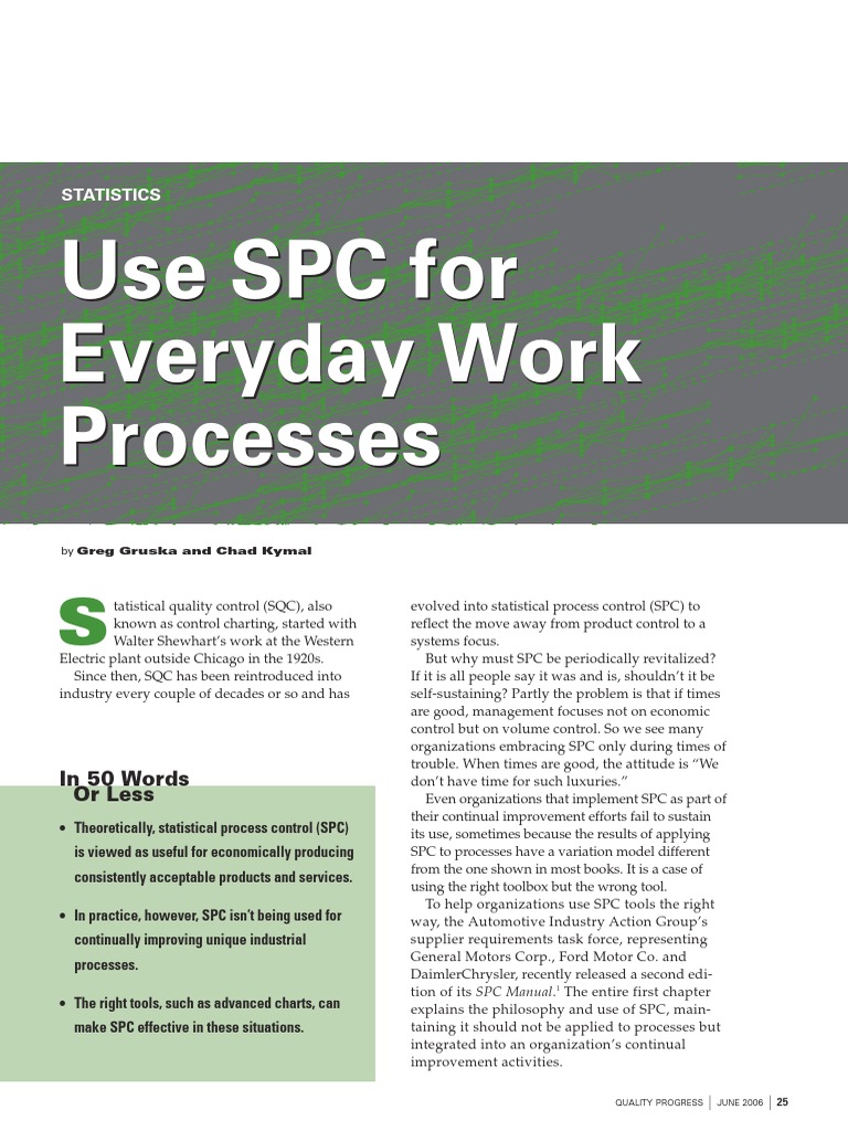 Use SPC For Everyday Work Processes PDF | PDF | Autoregressive Model ...