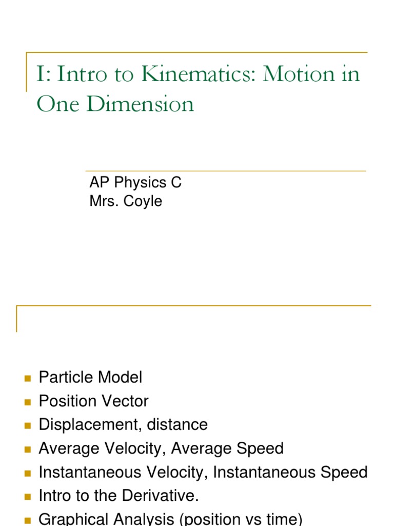 Kinematics: Motion in One Dimension | PDF | Velocity | Speed