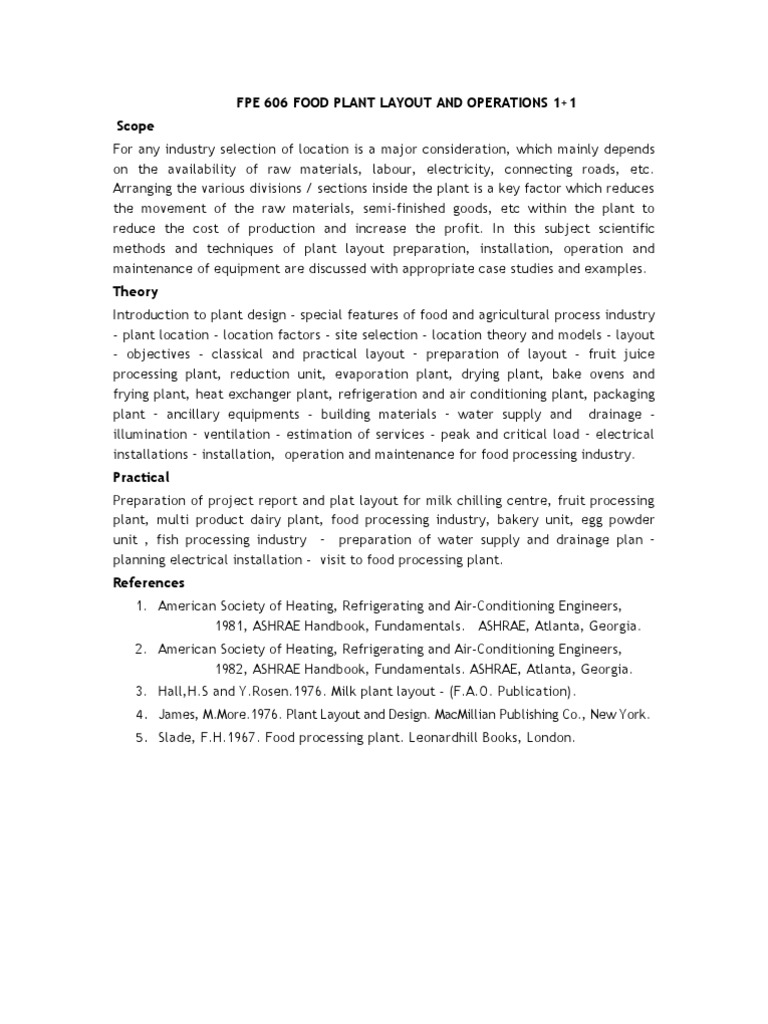 Fpe 606 Food Plant Layout and Operations 1 | PDF | Hvac | Air Conditioning