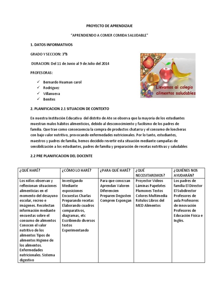Modelo de Proyecto Word | PDF | Alimentos | Nutrición