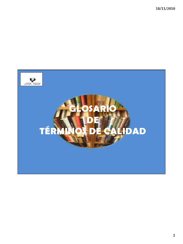 Glosario Términos Calidad PDF | PDF | Calidad (comercial) | Plan de ...