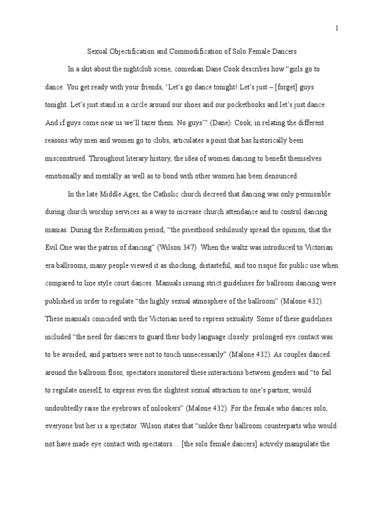 Sexual Objectification And Commodification Of Solo Female Dancers Pdf