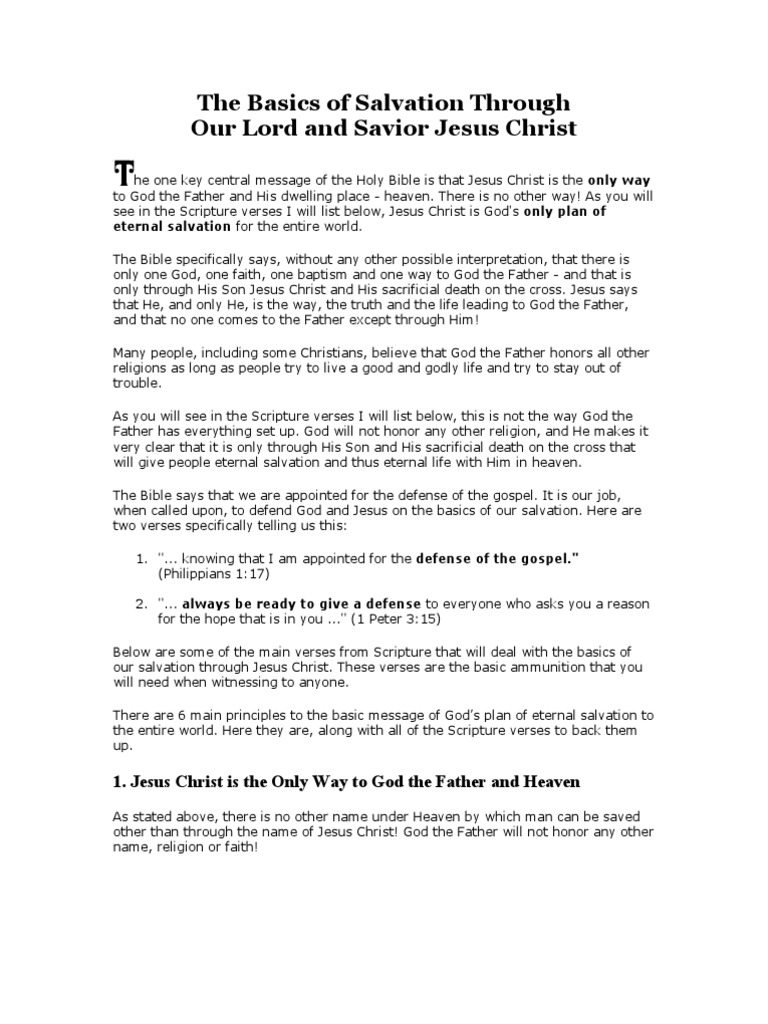 The Basics of Salvation Through Jesus Christ | PDF | Eternal Life ...