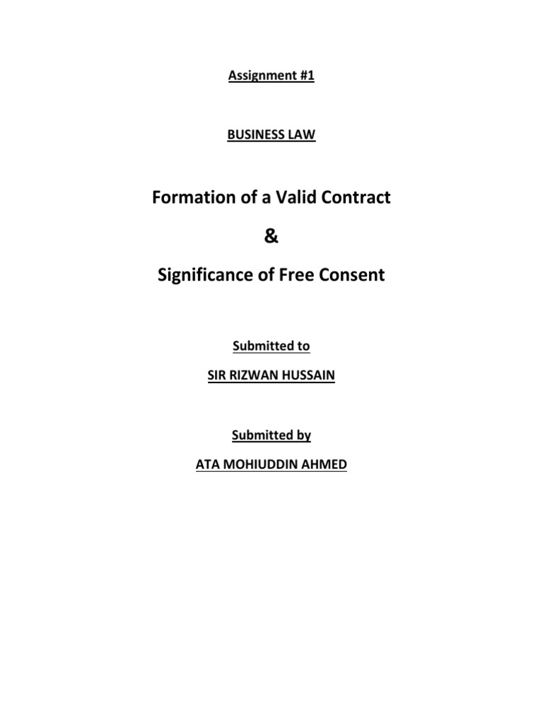 Valid Contract Formation Overview | PDF