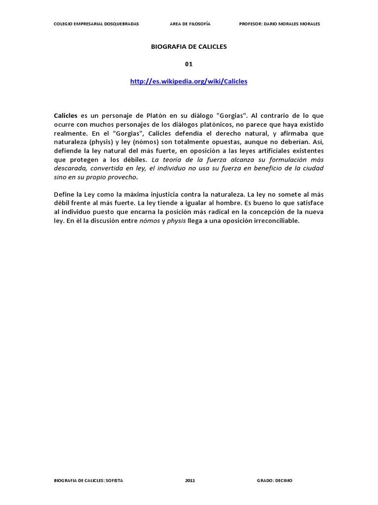 Biografia de Calicles | PDF