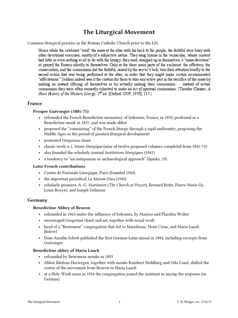 Liturgical Movement | PDF | Mass (Liturgy) | Liturgy