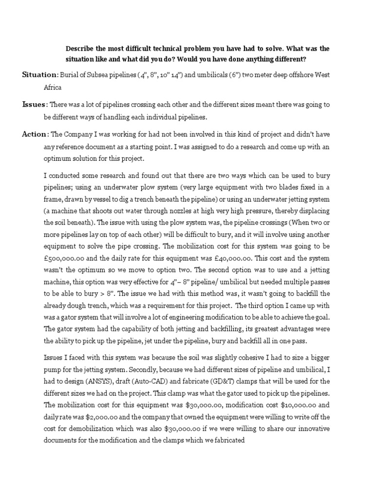 Describe The Most Difficult Technical Problem You Have Had To Solve ...