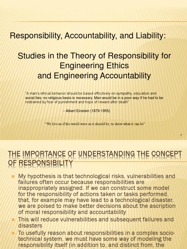 Responsibility, Accountability, and Liability: Studies in The Theory of ...