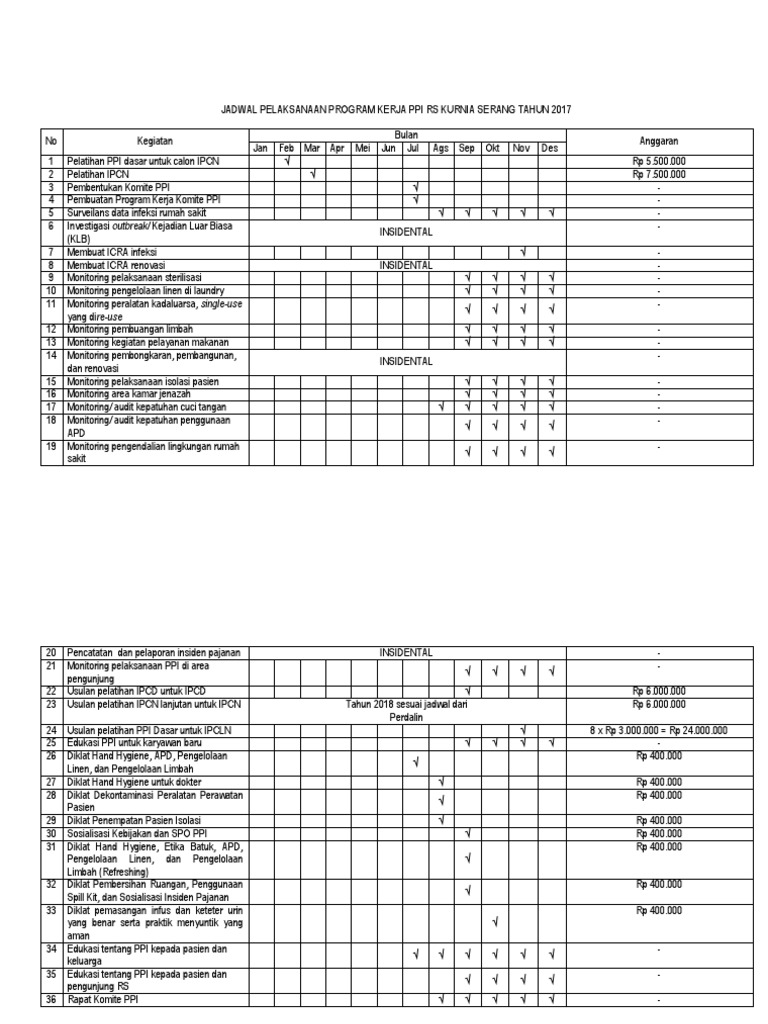 Jadwal Program Kerja PPI | PDF