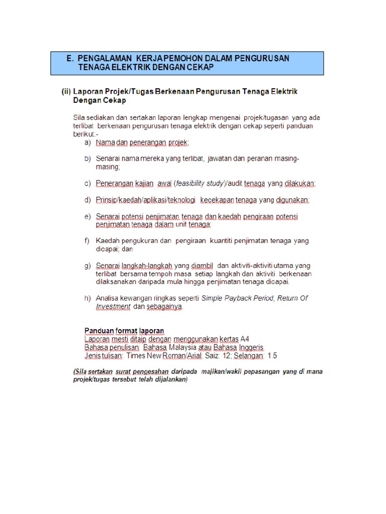 E (II) Laporan Projek@Tugas Berkenaan Pengurusan Tenaga Elektrik Dengan ...
